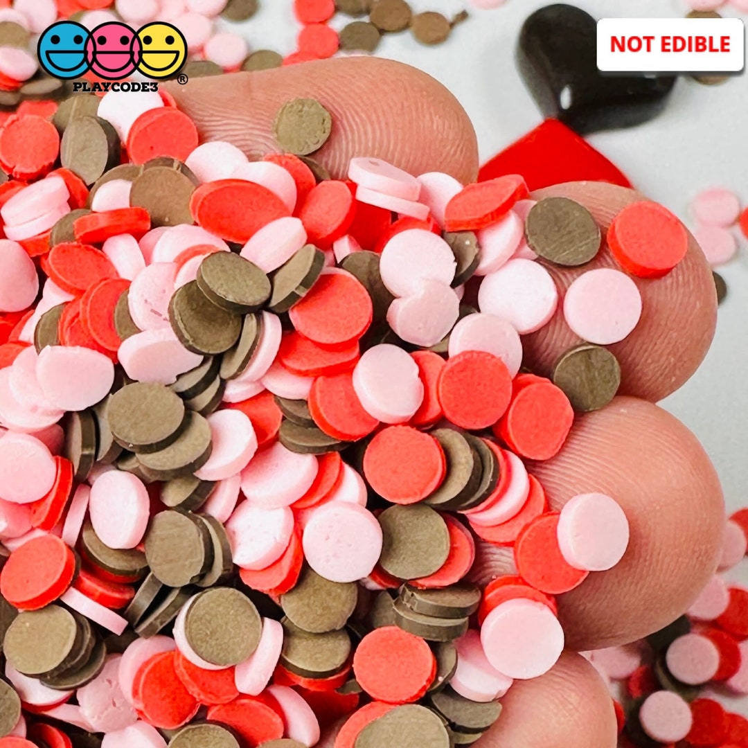 10grams Red Pink Chocolate Confetti Fake Clay Sprinkles Discs Valentine ...