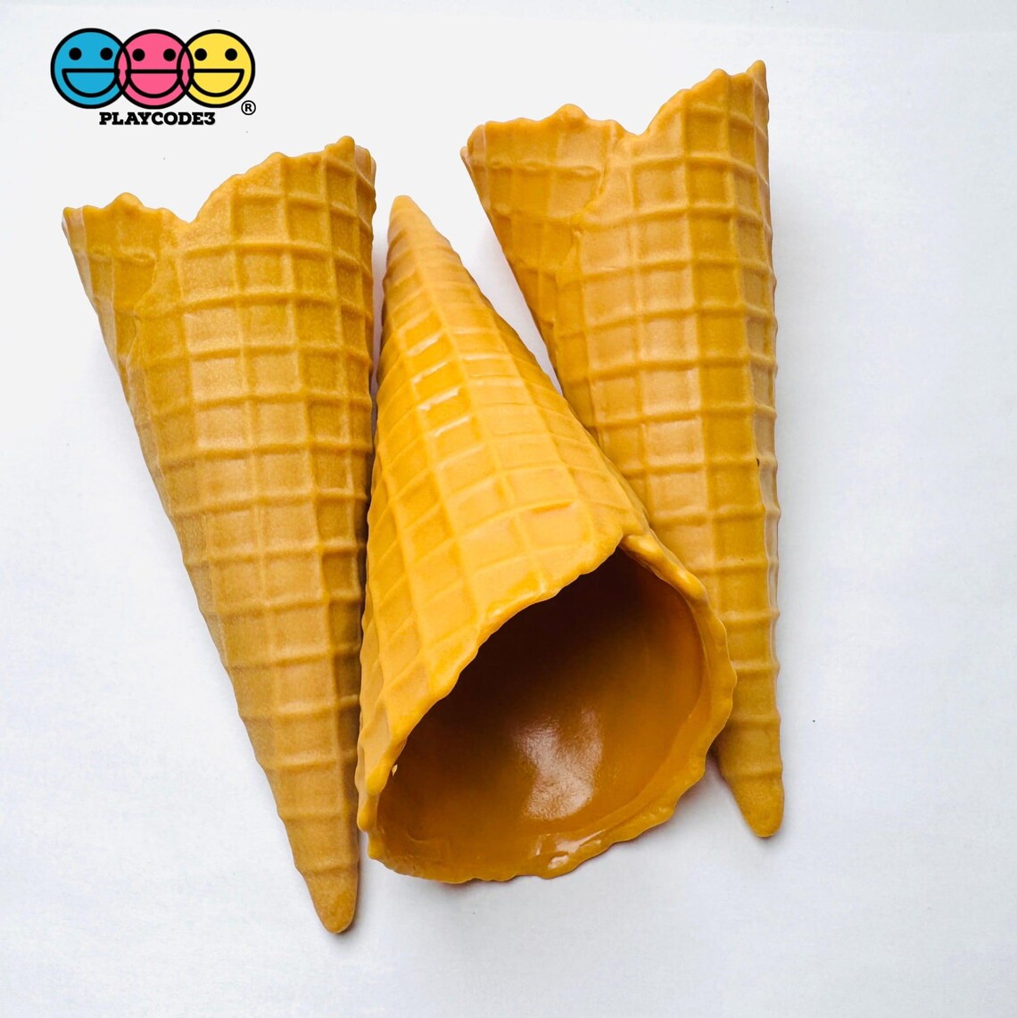 Fake NOT EDIBLE Real Size Ice Cream Waffle Cone Plastic Food Faux ...