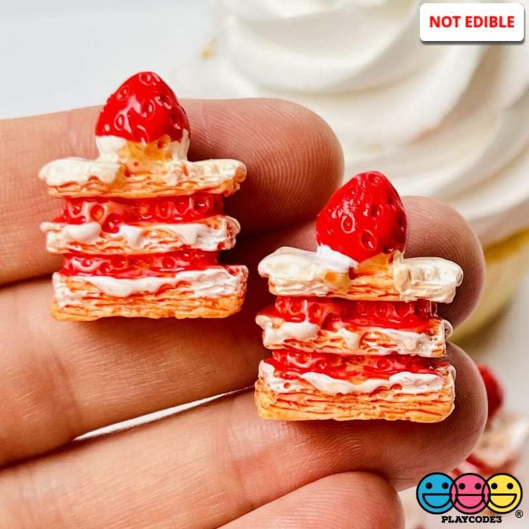 10pcs Strawberry Shortcake Mini Charm Fake Dessert Slime Supplies Fake ...