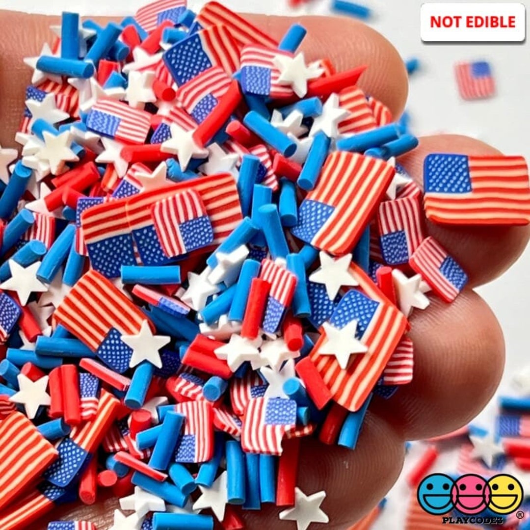 10grams 5mm Independence Day 4th of July American Flag Fake Clay Fimo ...