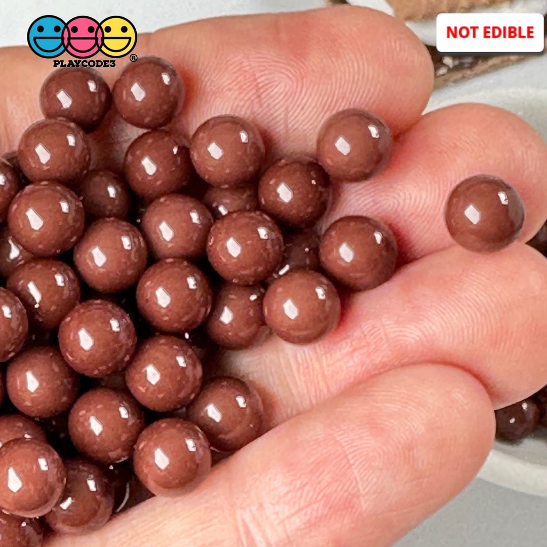 8mm Chocolate Brown Boba Beads Fake Food Acrylic No Holes Balls Faux ...