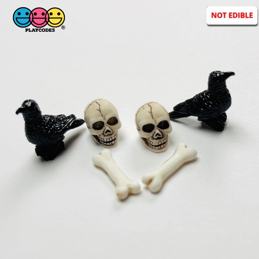 6pcs Mini Tiny Raven Crow Bird Human Skeleton Bone Halloween Holiday ...