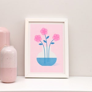 Pink Flowers Risograph Print (A4 210mm X 297mm) - Etsy UK