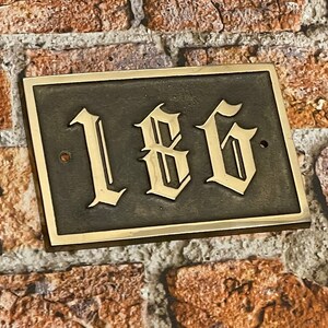 Bronze Rectangle House Sign With Holes in the Border - Old English Font ...