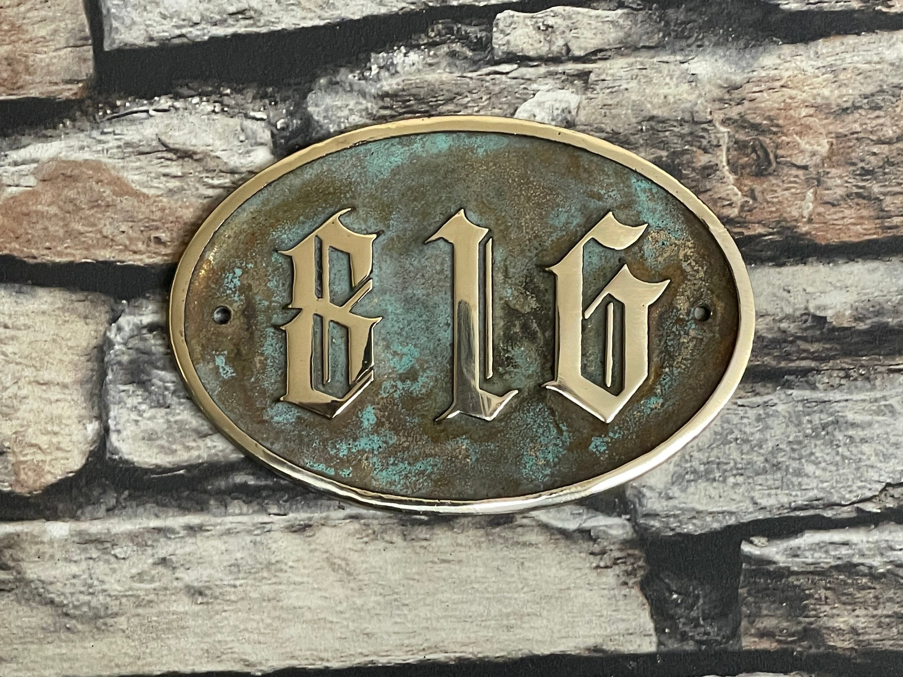 Bronze Oval House Sign With Holes in the Border - Old English Font - Etsy