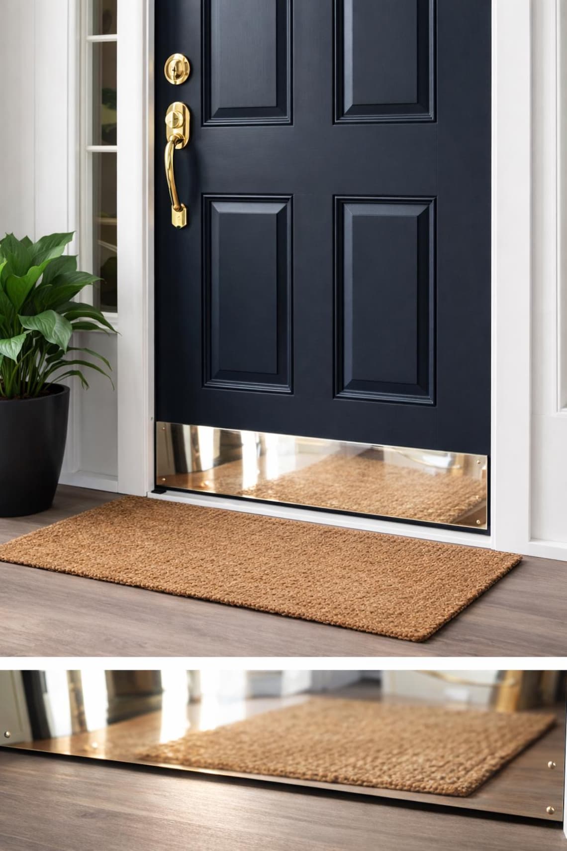Brass Rectangle Kick Plate – Brushed, Satin, Antique or Polished Finish ...