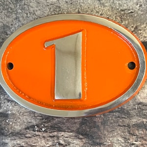 Cast Aluminium Art Deco Oval House Door Number Sign Address Solid Metal ...