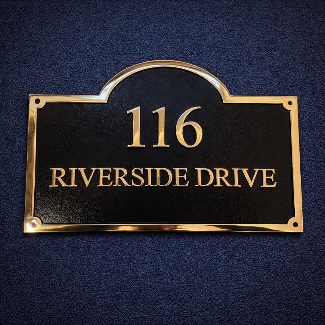 Bronze Arched Rectangle House Plaque – Polished Metal Address & Name ...