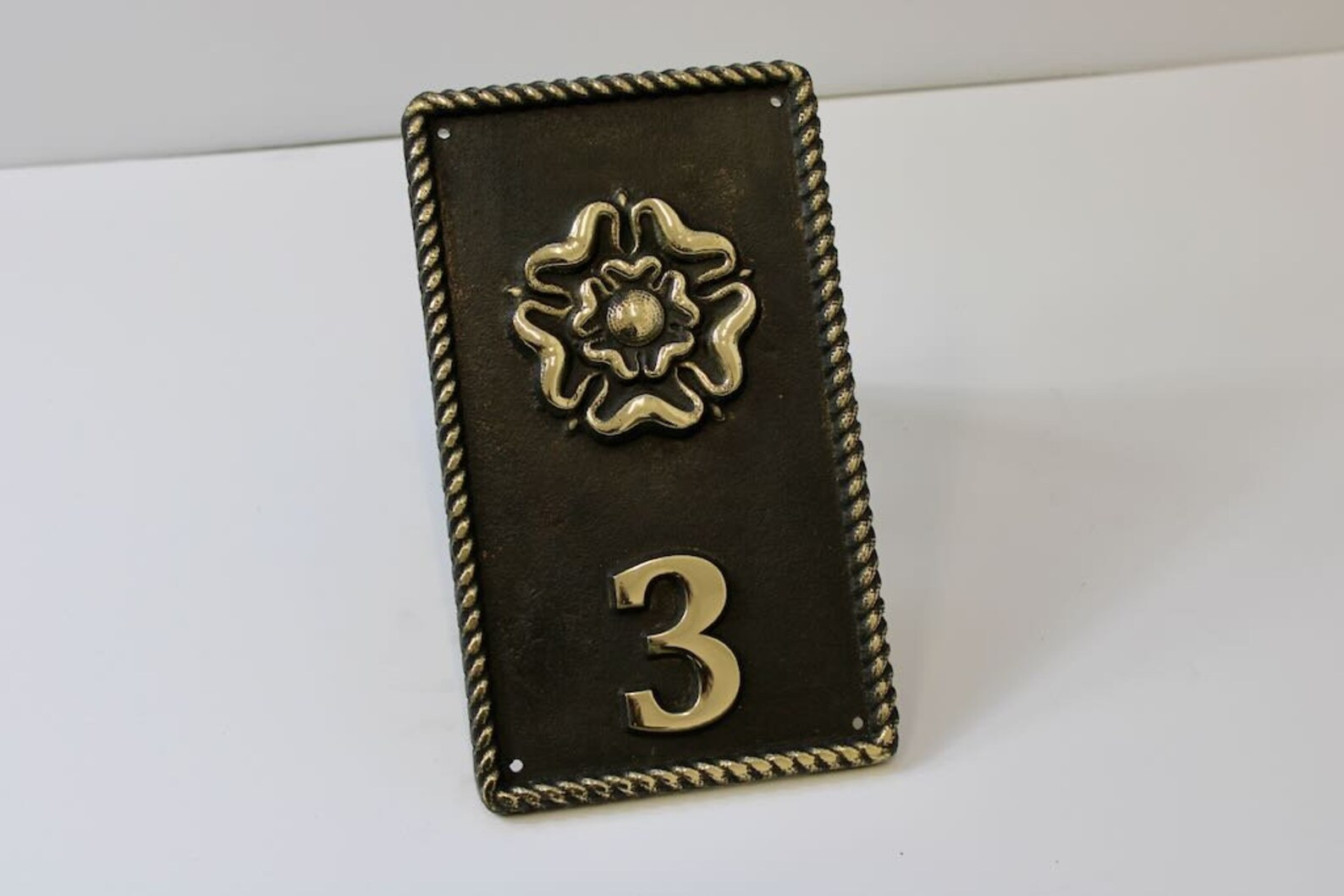 SOLID BRONZE Tudor Rose House Door Address Sign Metal Any Number ...