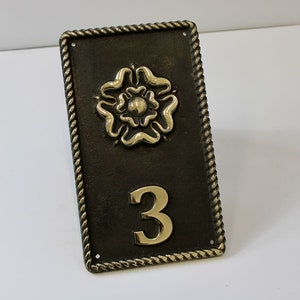 SOLID BRONZE Tudor Rose House Door Address Sign Metal Any Number ...