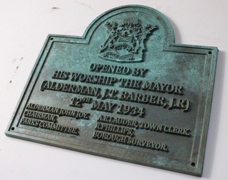 Verdigris Aged Bronze Plaque. Solid Hot Cast Bronze. Durable and Heavy ...