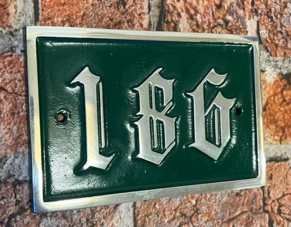 Traditional Numbered Wall Sign House Number Door Sign Old English Font ...