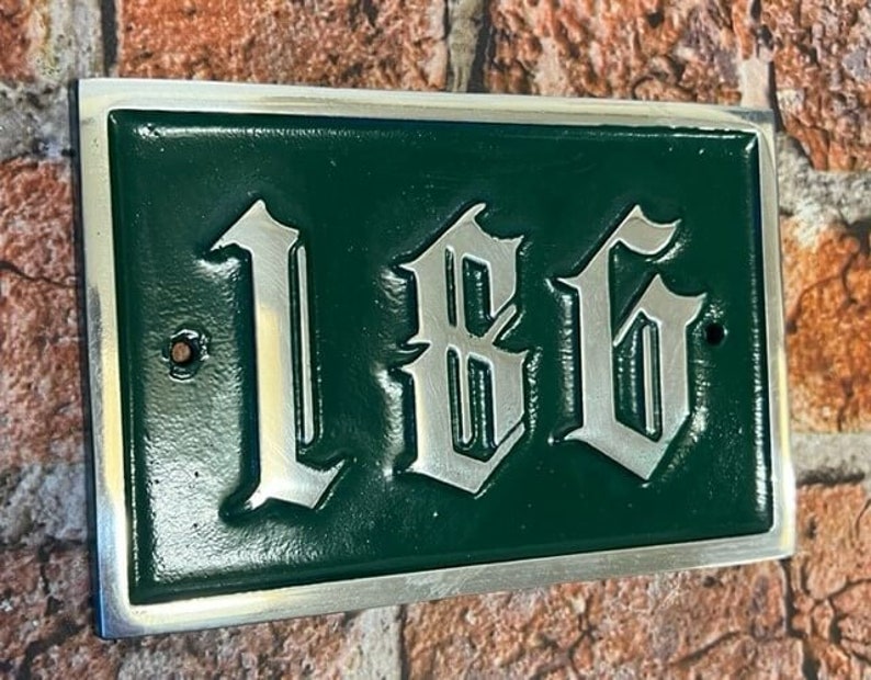 Traditional Numbered Wall Sign House Number Door Sign Old English Font ...