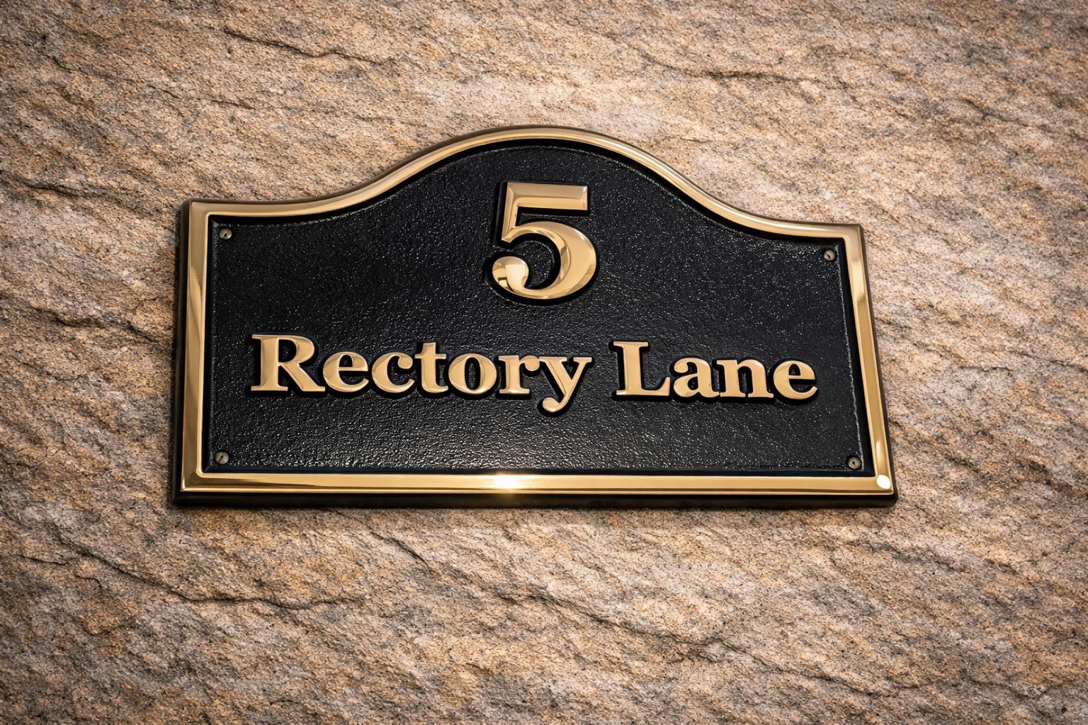 Bronze Arched Rectangle House Plaque – Georgia Font – Cast Metal ...