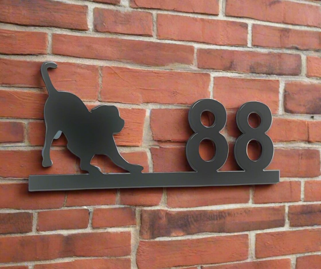 Metal House Number Plate With Decorative Silhouette - Dogs, Robin ...