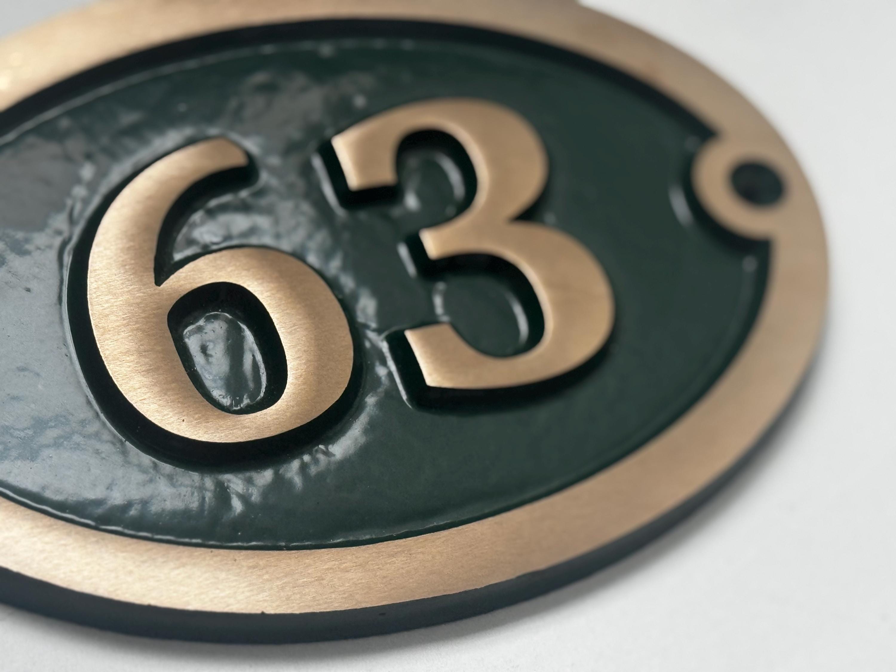 Bronze House Number Plaque – Oval Door Number Sign – Solid Cast Metal ...