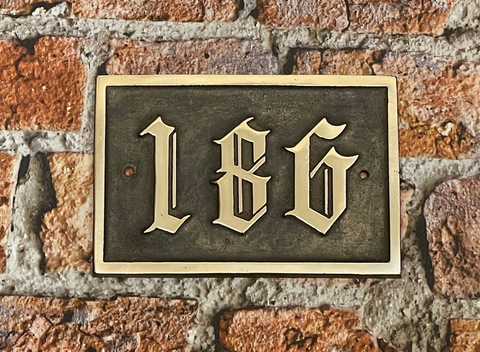 Bronze Rectangle House Sign With Holes in the Border Old - Etsy