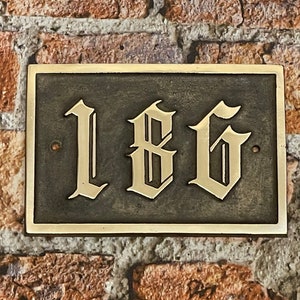 Bronze Rectangle House Sign With Holes in the Border - Old English Font ...