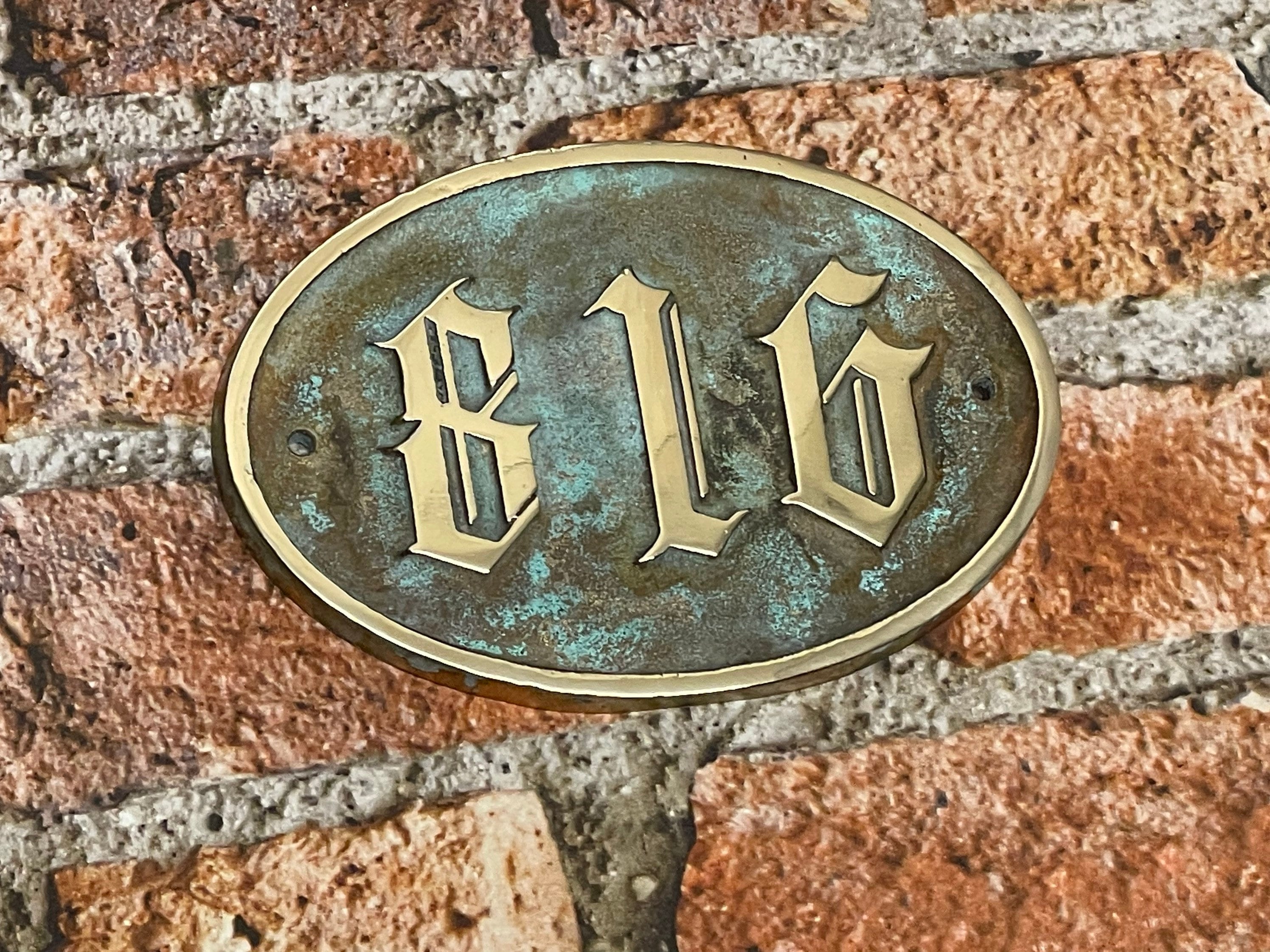 Bronze Oval House Sign With Holes in the Border Old English | Etsy