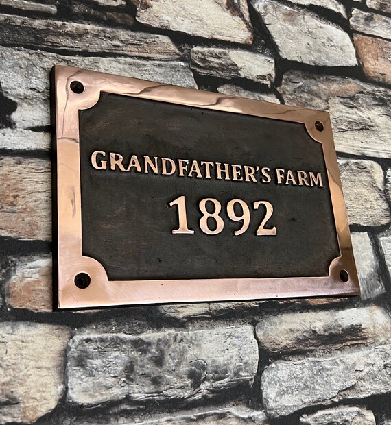 Cast Copper House Decorative Plaque Sign Any Text Any Font - Etsy UK