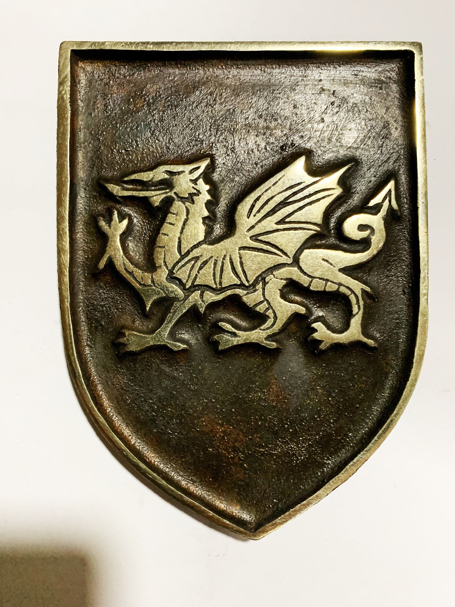 Hot Cast Bronze Welsh Dragon Decorative Plaque Shield Rustic Antique - Etsy