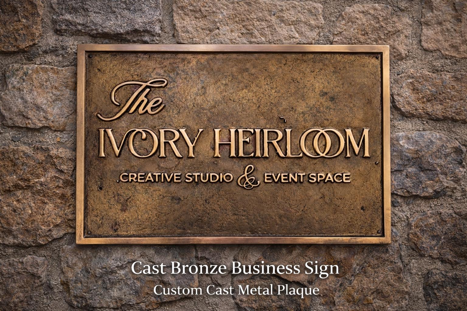 Antique Bronze Rectangle Wall Plaque – Cast Metal Company Name Sign - Etsy