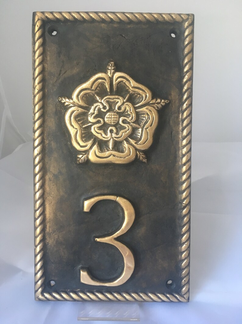 SOLID BRONZE Tudor Rose House Door Address Sign Metal Any - Etsy