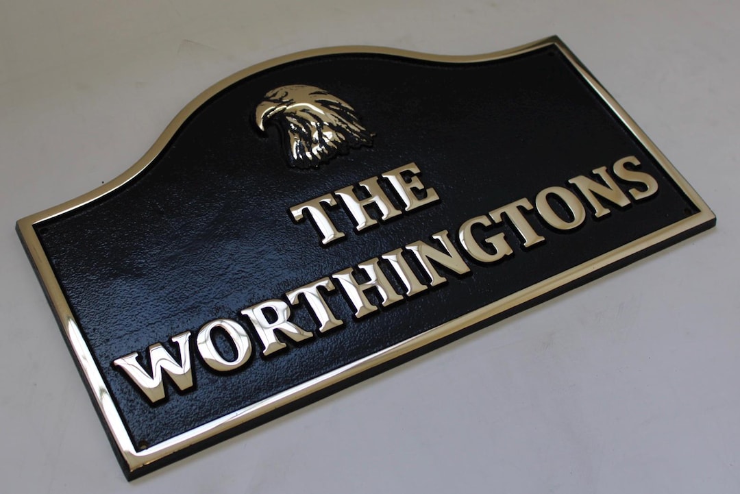 Bronze House Plaque: Curved Top With Eagle Head, Address Sign - Etsy