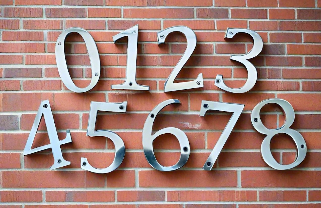 Floating Aluminium Cast Metal House Numbers 4 Inch 100mm Polished Sign ...