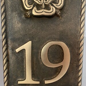 SOLID BRONZE Tudor Rose House Door Address Sign Metal Any Number ...