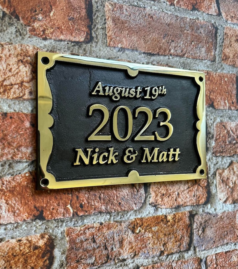 Cast Bronze Wedding Plaque – Personalized Anniversary Sign, Outdoor ...
