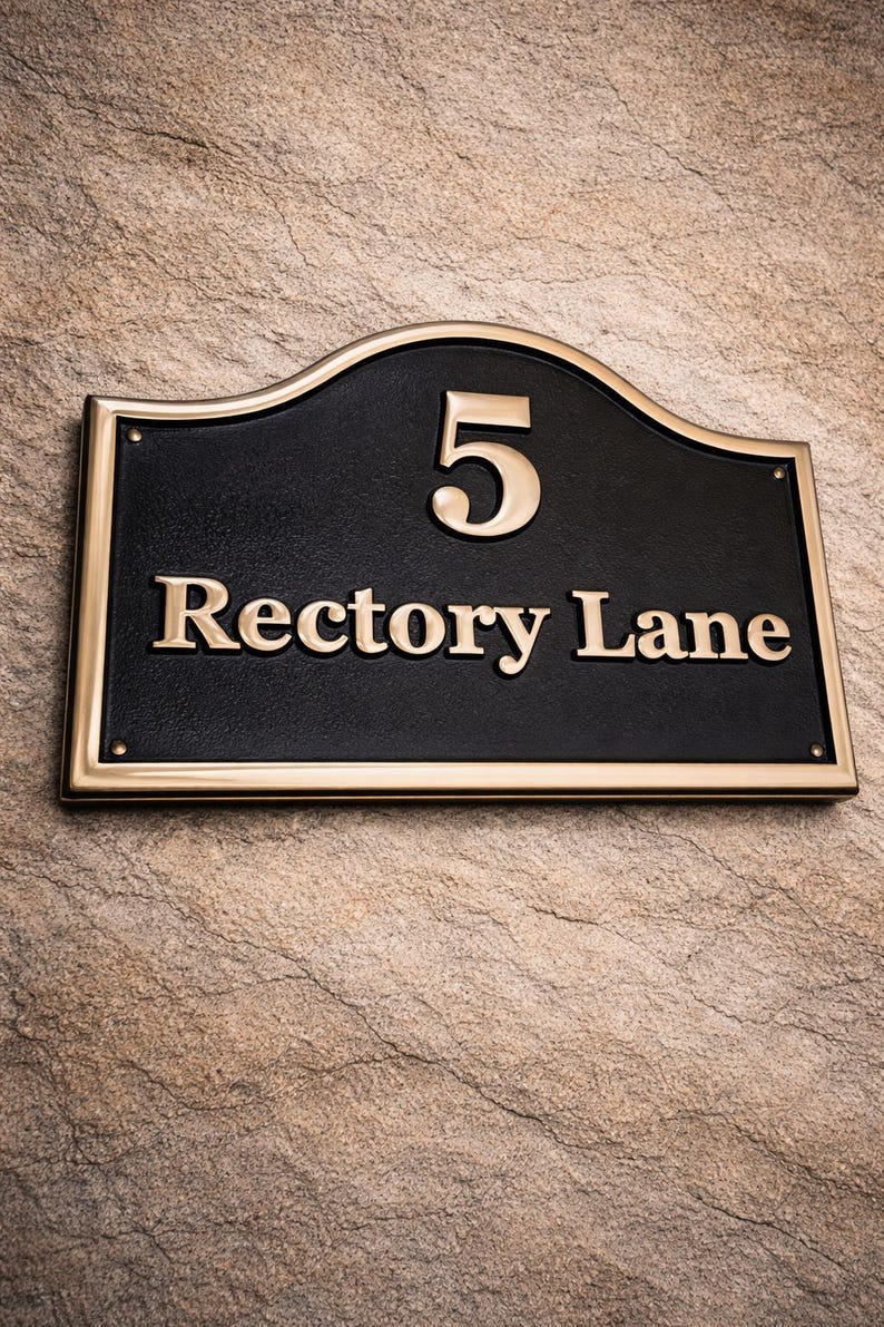 Bronze Arched Rectangle House Plaque – Georgia Font – Cast Metal ...