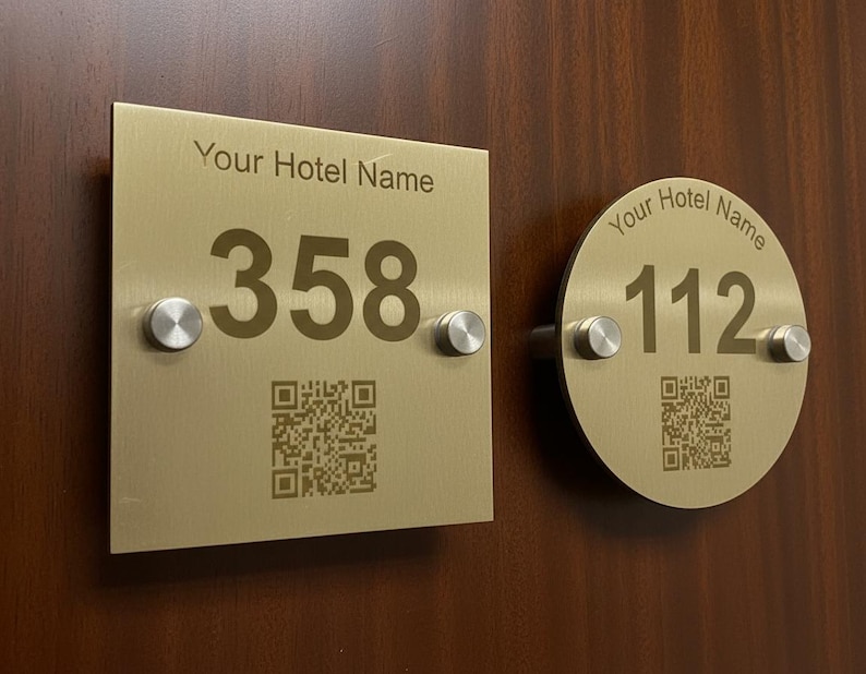 Hotel Room Numbers With QR Code Stainless Steel Signage Brass Signs - Etsy