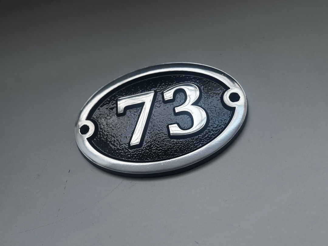 Aluminium House Number Plaque – Oval Door Number Sign – Polished Metal ...
