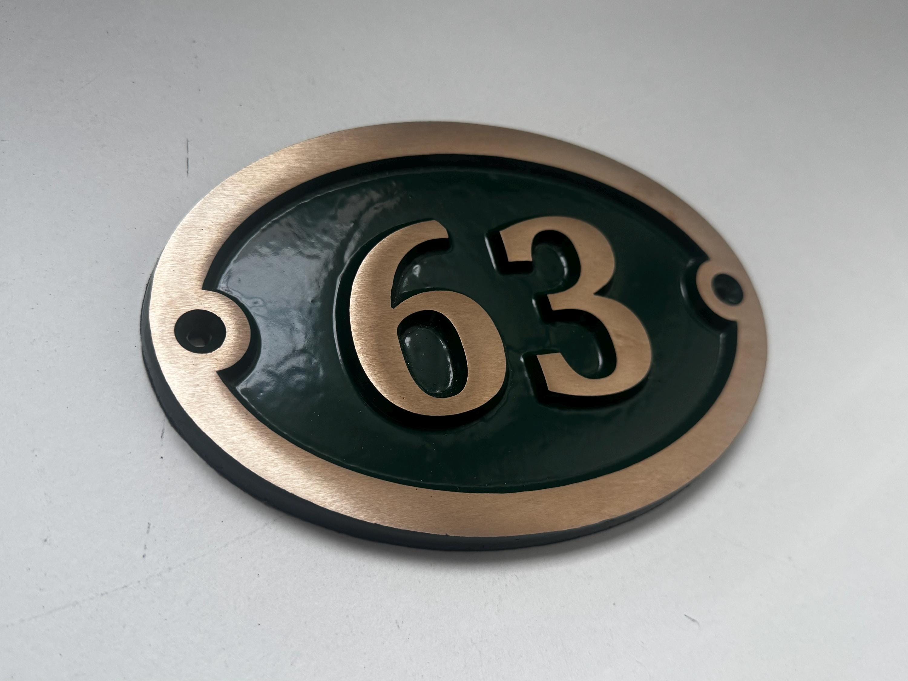 Bronze House Number Plaque – Oval Door Number Sign – Solid Cast Metal ...