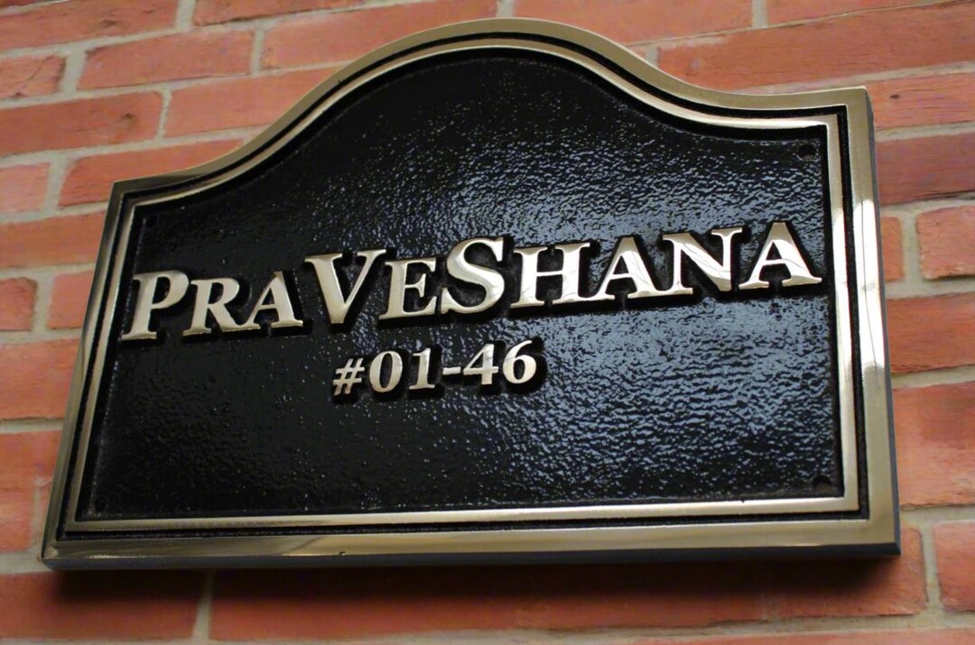 Bronze Cast House Sign With Double Border. Address Plaque Custom Name ...