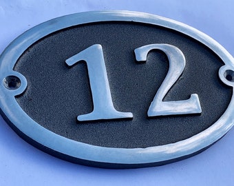 Cast Aluminium Art Deco Oval House Door Number Sign Address | Etsy