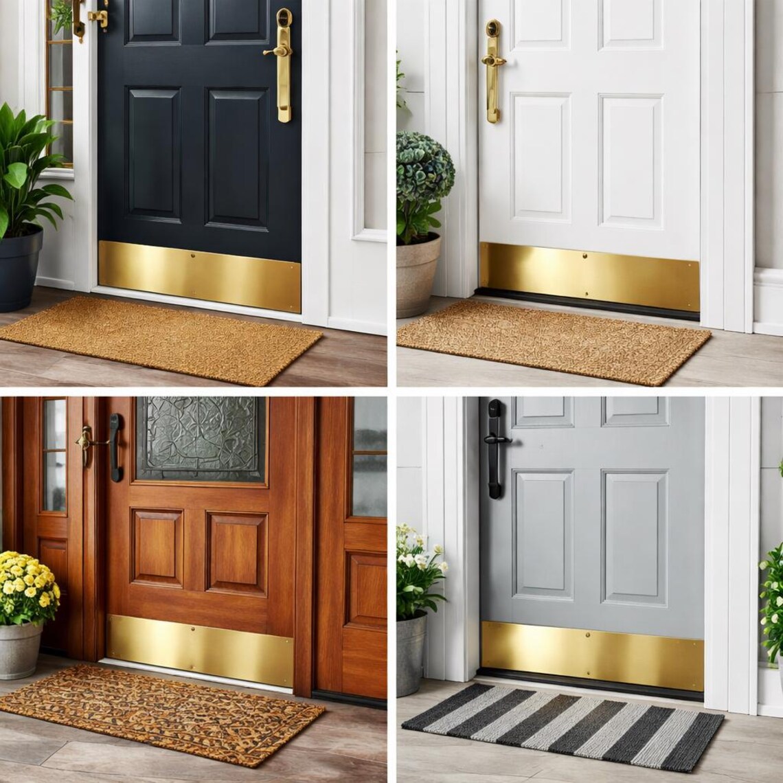Brass Rectangle Kick Plate – Brushed, Satin, Antique or Polished Finish ...