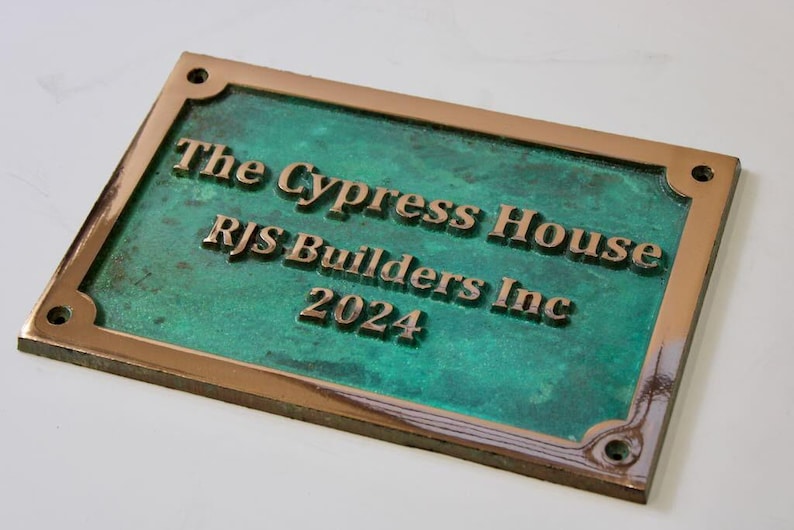 Custom Cast Copper Sign House Plaque: Verdigris Patina, Any Text - Etsy