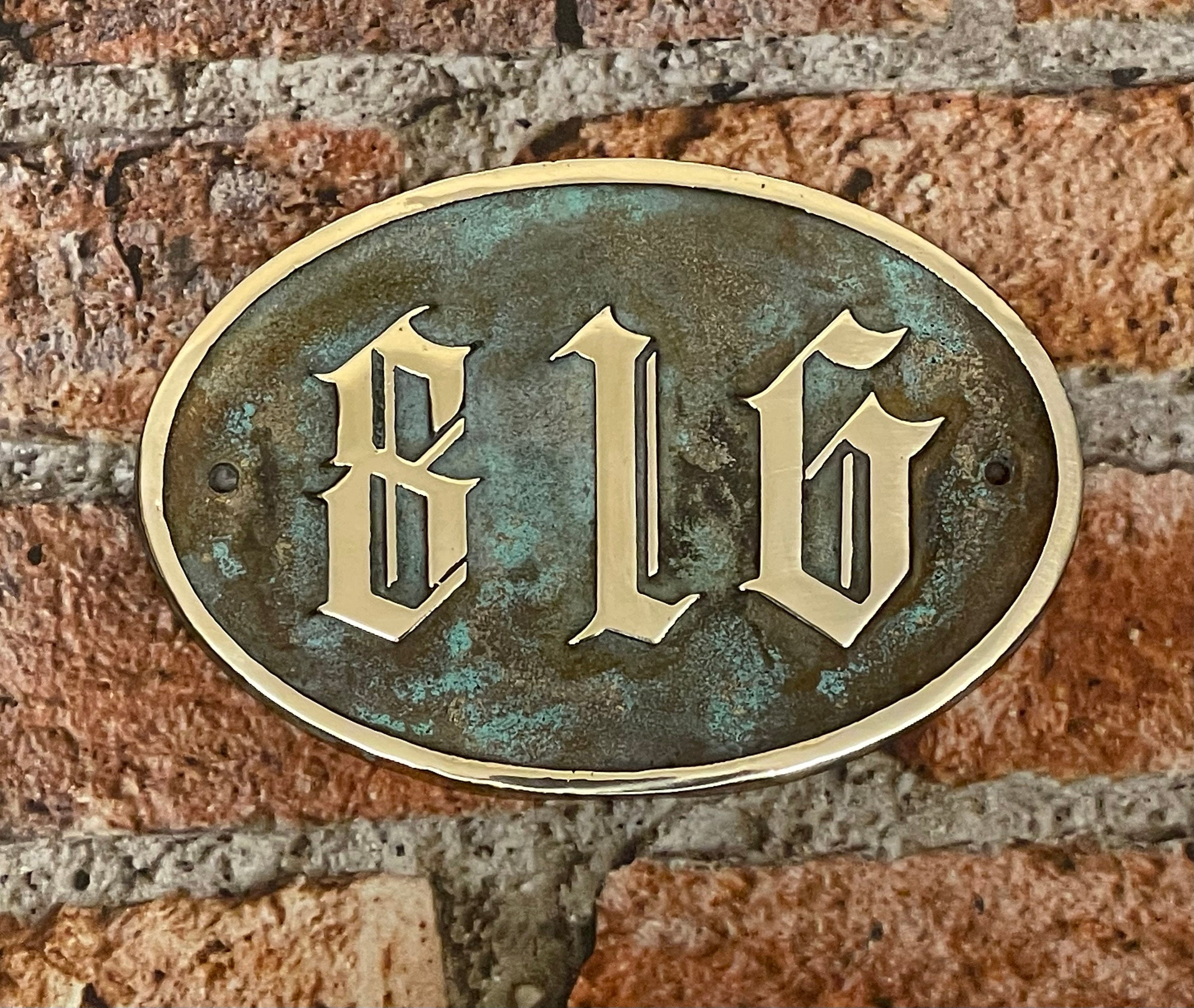 Bronze Oval House Sign With Holes in the Border Old English | Etsy