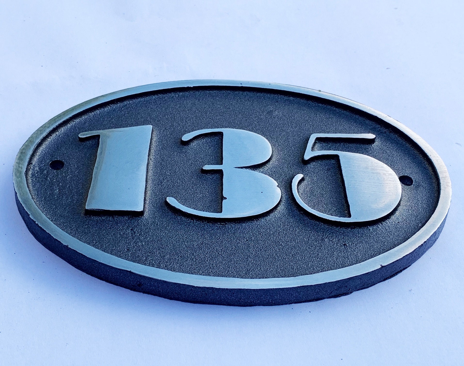 Cast Aluminium Art Deco Oval House Door Number Sign Address | Etsy