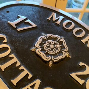 Cast Metal House Address Sign Aluminium Black Silver Tudor Rose Door ...