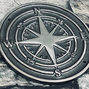 Silver Garden Compass Wall Decor: Nautical Aluminum Patio Art - Etsy ...