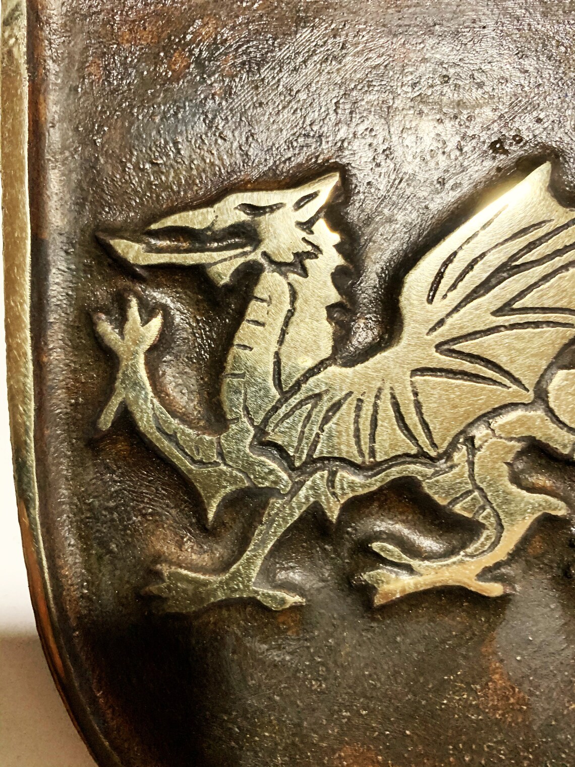 Hot Cast Bronze Welsh Dragon Decorative Plaque Shield Rustic Antique - Etsy