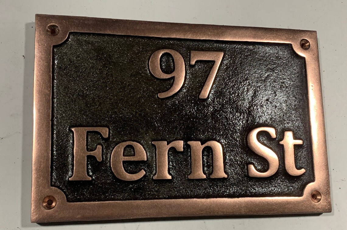 Cast Copper House Decorative Plaque Sign Any Text Any Font - Etsy UK