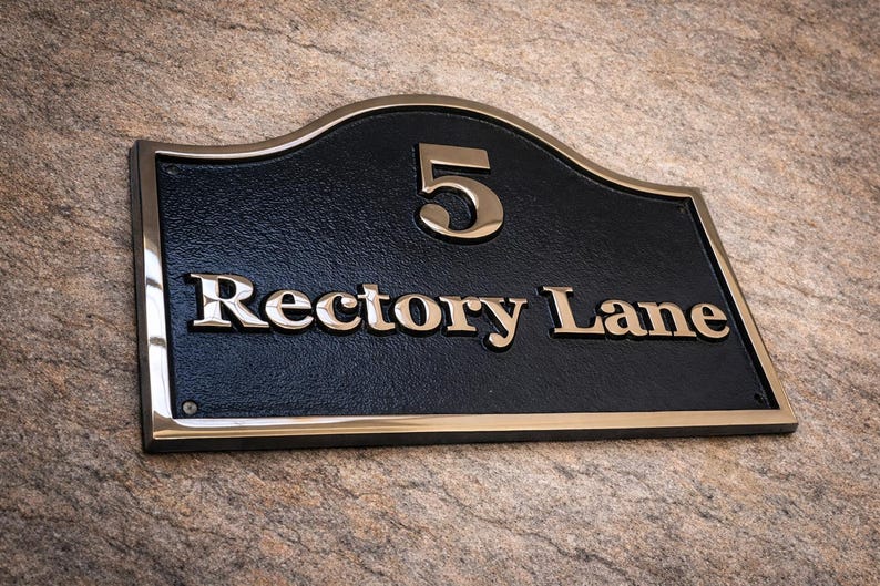 Bronze Arched Rectangle House Plaque – Georgia Font – Cast Metal ...