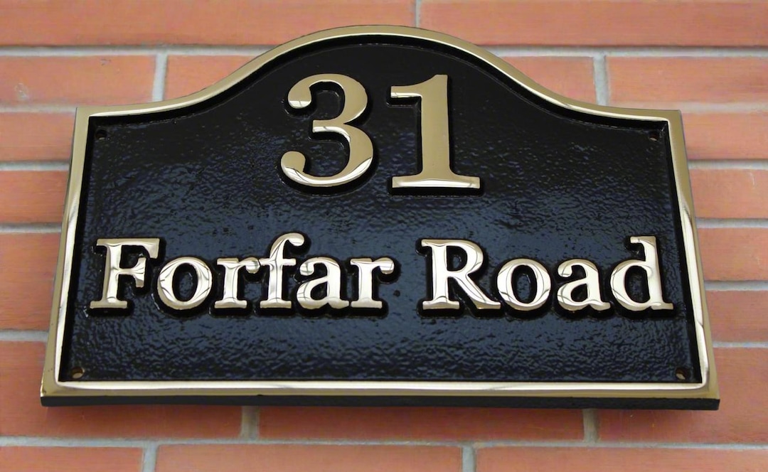 Solid Brass House Number Sign: Oval Address Plaque - Etsy UK