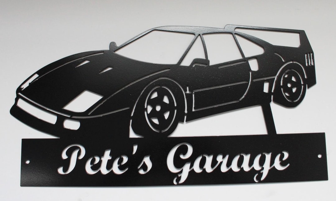 Garage Sign - Personalised Sports Car Metal Sign, Custom Colour Options ...