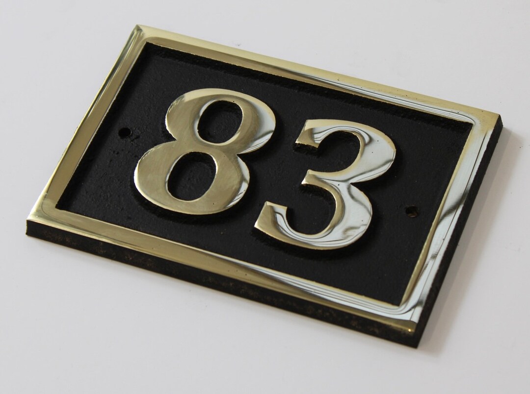 Bronze Number Sign: Rectangle House Plaque With Polished Border - Etsy