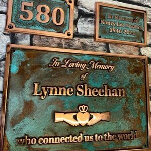 Cast Copper With Verdigris Background House Decorative Plaque Sign ...